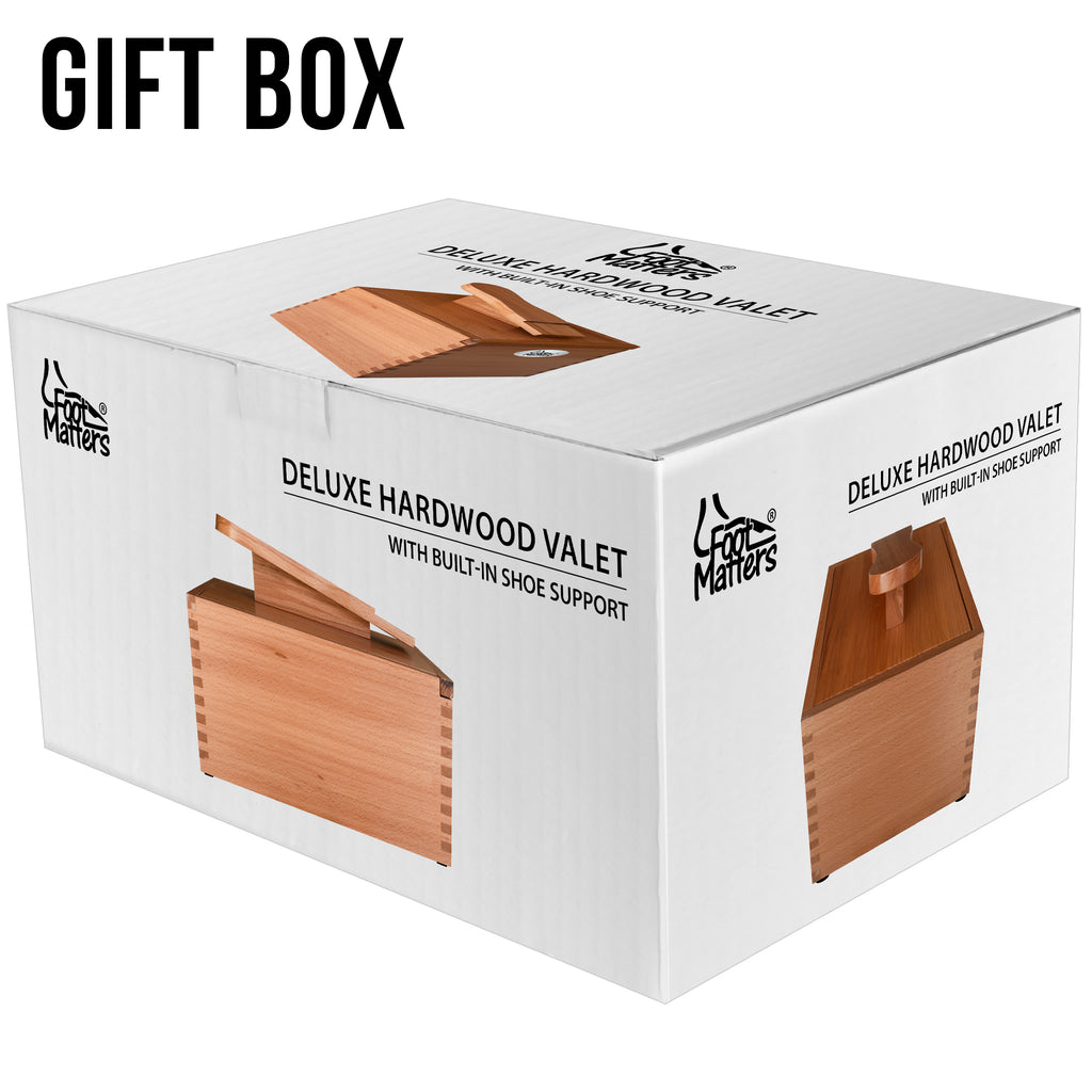 FootMatters Shoe Shine Valet Box - Hardwood Boot & Shoe Care Polish Ki ...